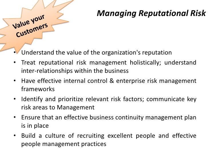 Managing Reputational Risk Managing Reputational Risk