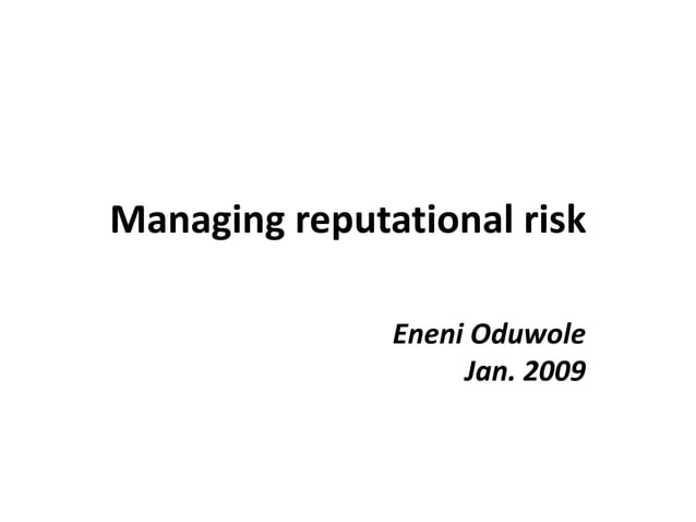 Managing Reputational Risk | PPT