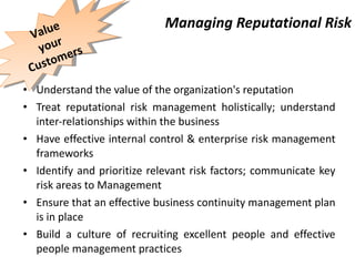 Managing Reputational Risk | PPT | Business | Business and Finance