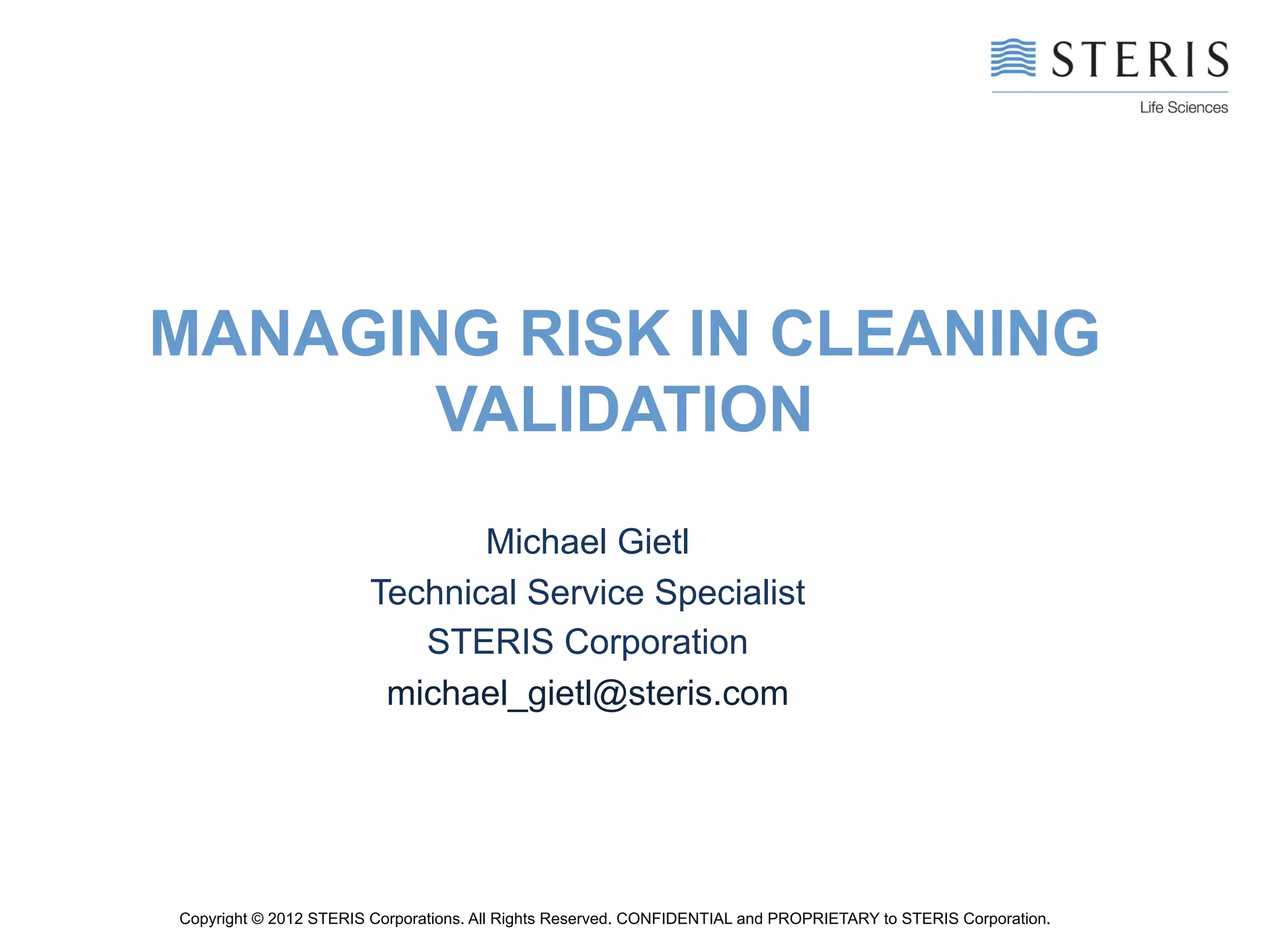 Managing risk in cleaning validation | PPT