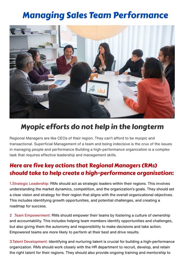 Managing Sales Team Performance | PDF | Business Administration | Business