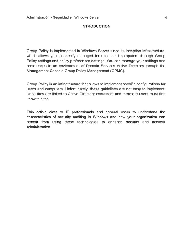 Managing security settings in windows server with group policy | PDF