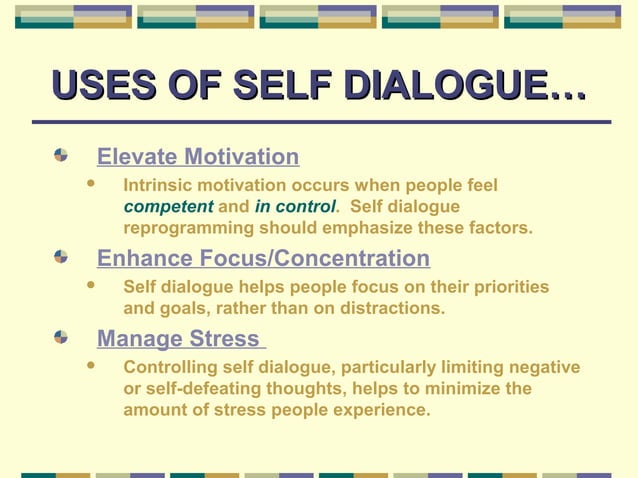 Managing self dialogue | PPT