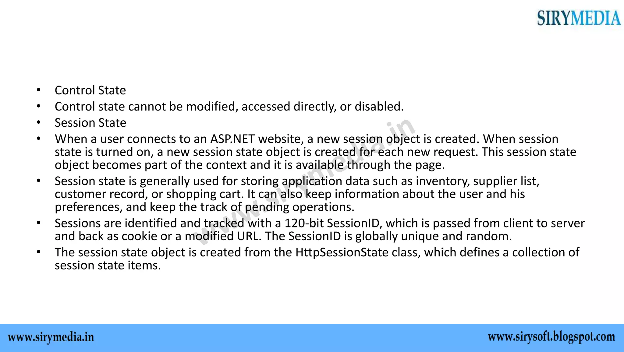 Managing state in asp.net