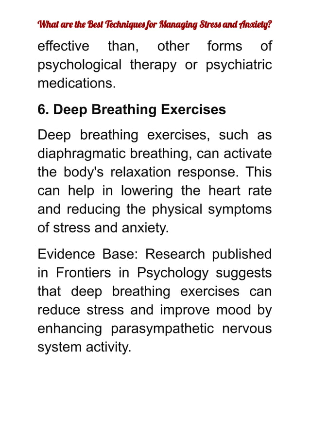 Best Techniques for Managing Stress and Anxiety | PDF
