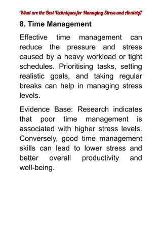 Best Techniques for Managing Stress and Anxiety | PDF