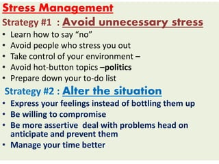 Managing Stress - How to reduce, prevent and Cope with stress ? | PPTX