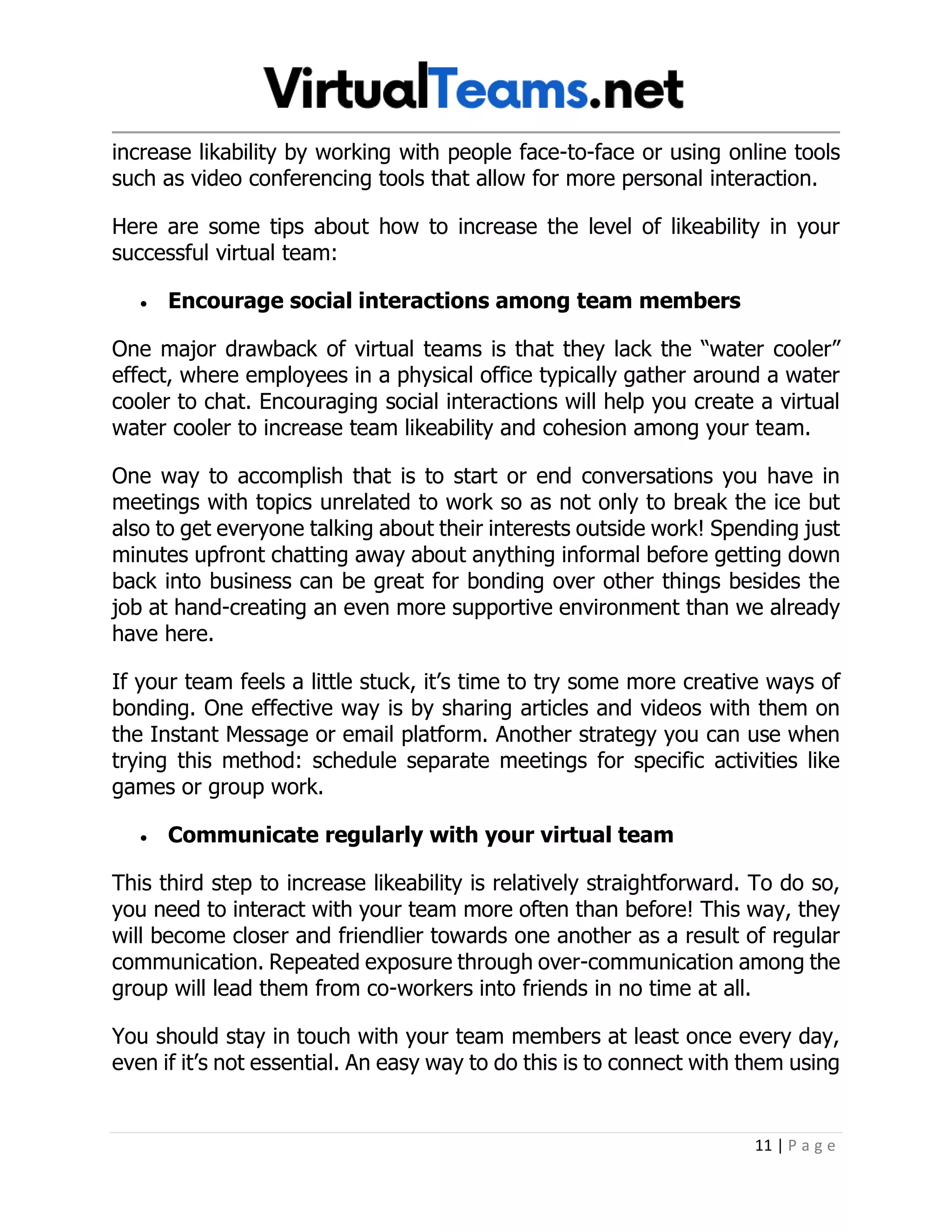 Managing Successful Virtual Teams - 6 Tactics For Success | PDF