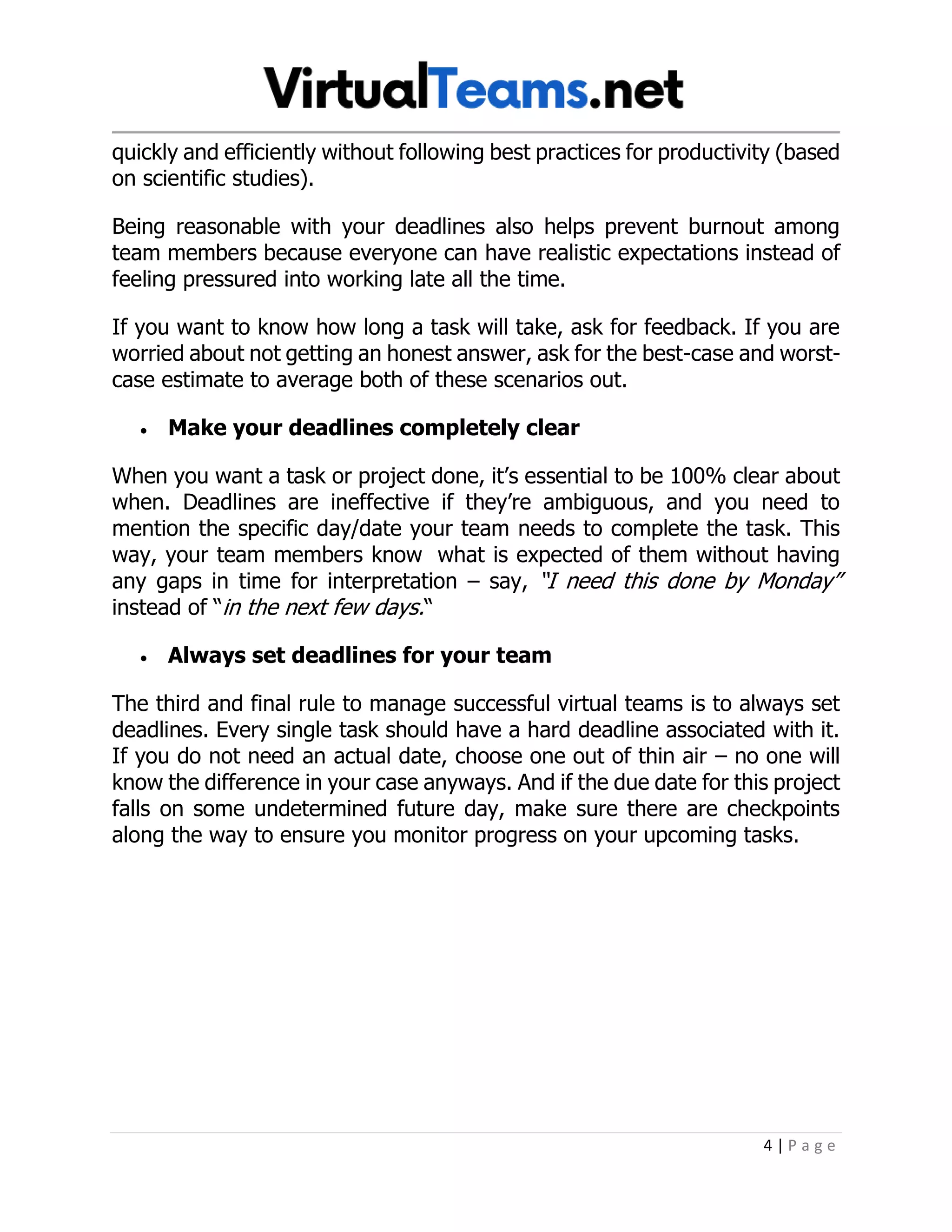 Managing Successful Virtual Teams - 6 Tactics For Success | PDF