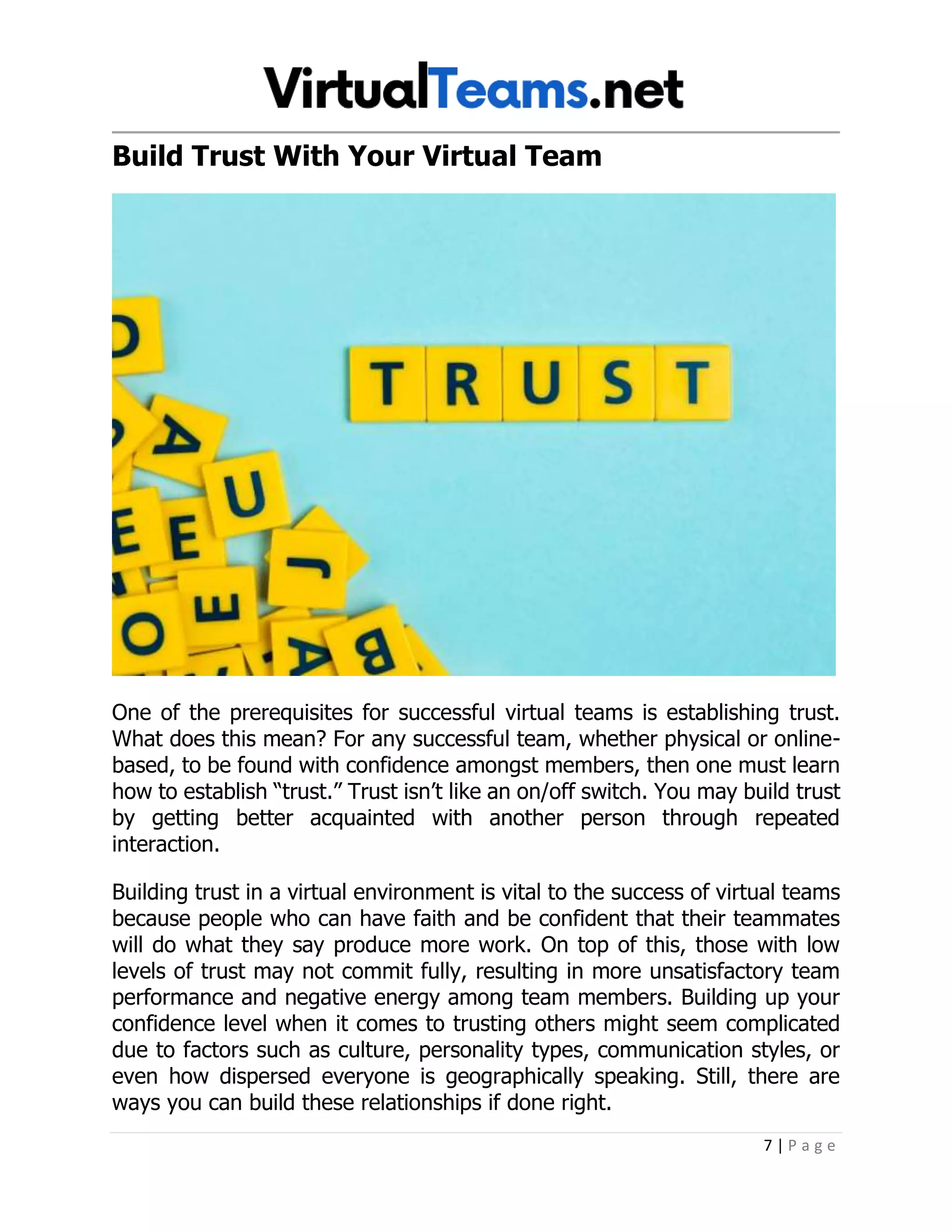 Managing Successful Virtual Teams - 6 Tactics For Success | PDF