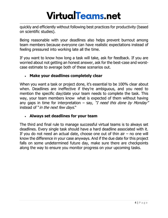 Managing Successful Virtual Teams - 6 Tactics For Success | PDF