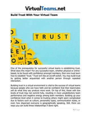 Managing Successful Virtual Teams - 6 Tactics For Success | PDF