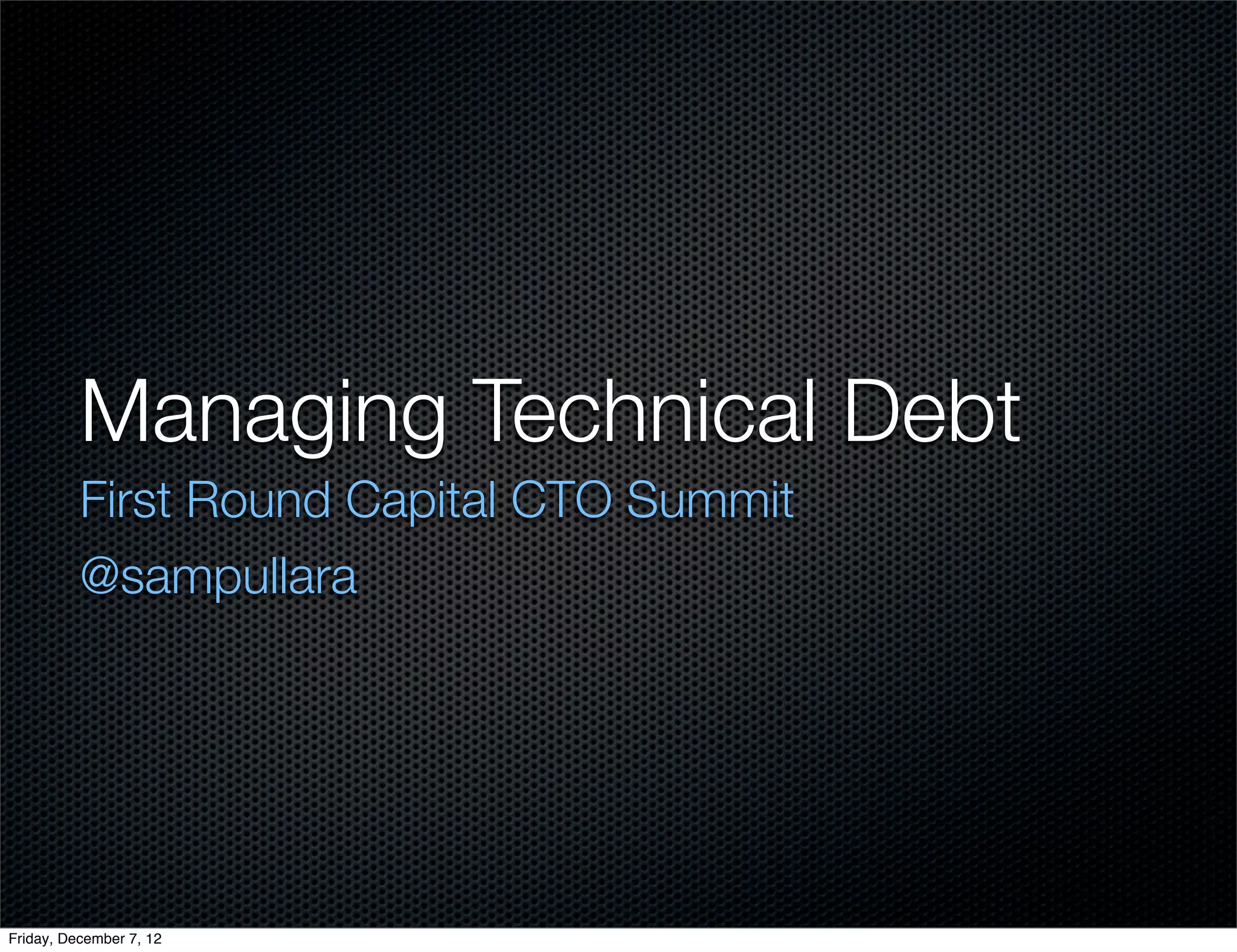 Managing Technical Debt | PPT