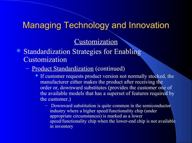 Managing technology and innovation