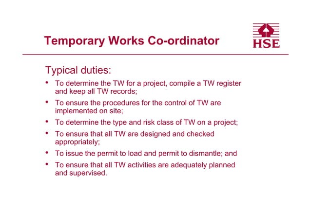 Managing Temporary Works - Andrea Robbins(HSE) | PDF