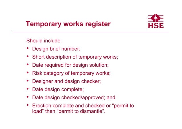 Managing Temporary Works - Andrea Robbins(HSE) | PDF
