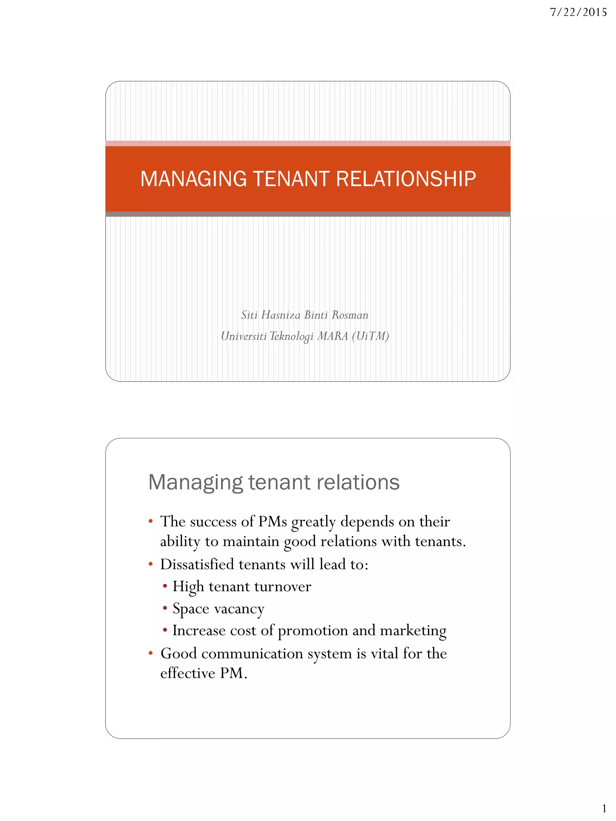 Managing tenant relationship | PDF