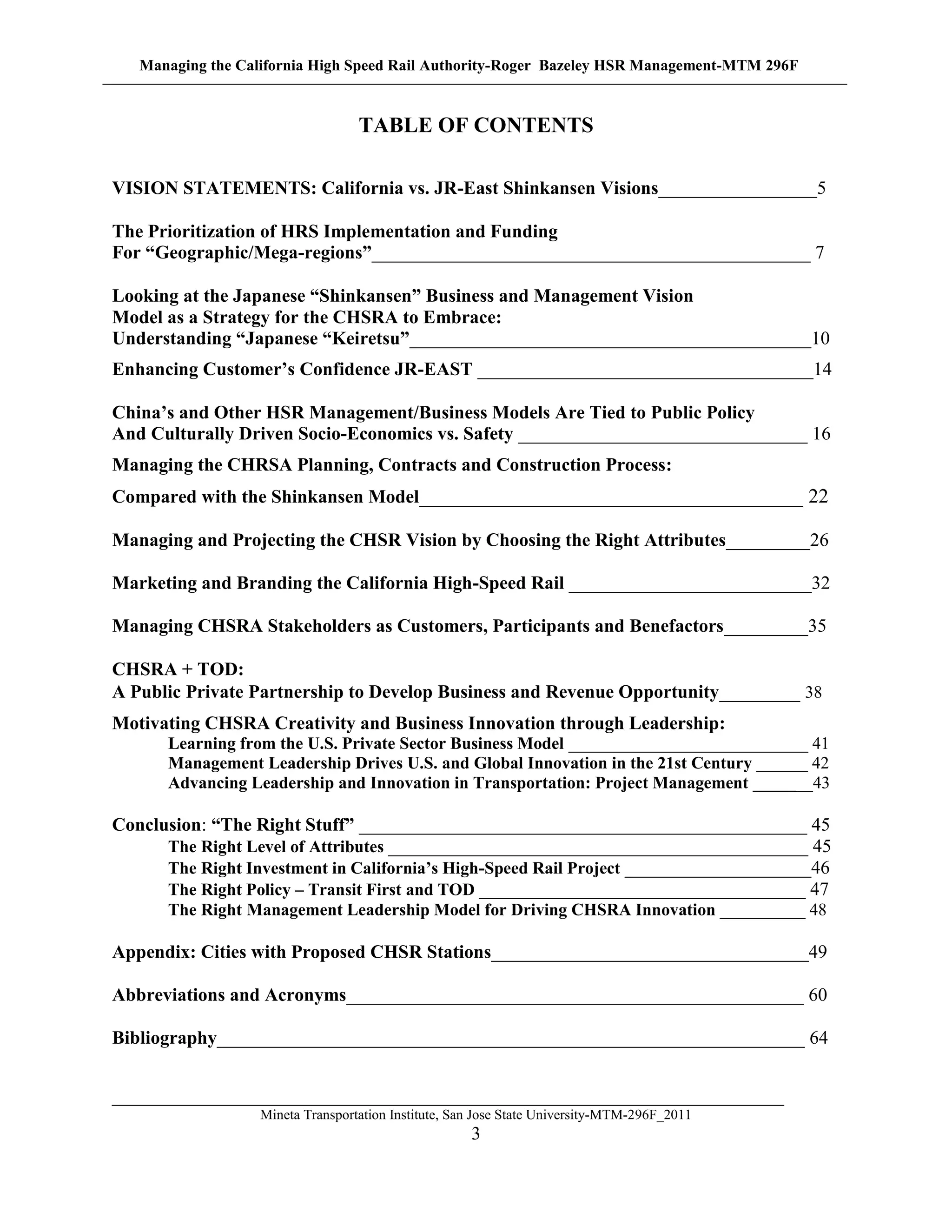 Managing the California High-Speed Rail Authority's Vision and Business ...