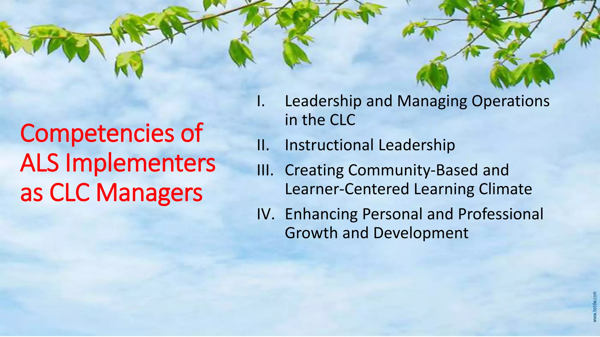 Managing the Community Learning Center (CLC) | PPTX