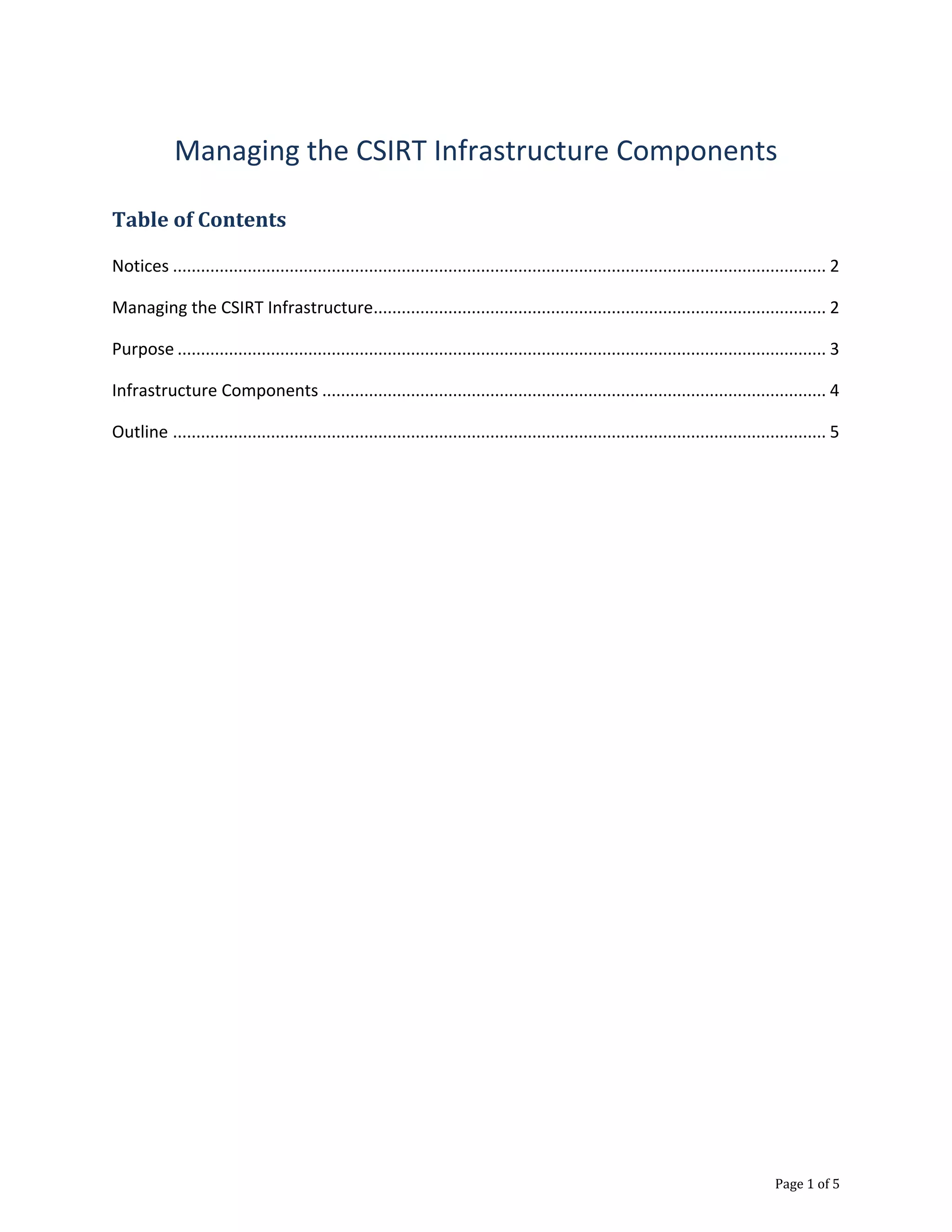 Managing the CSIRT Infrastructure Components | PDF