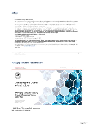 Managing the CSIRT Infrastructure Components | PDF