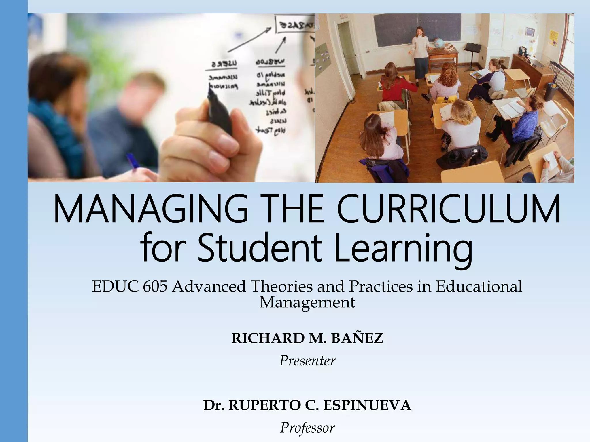 Managing the curriculum for student learning | PPTX