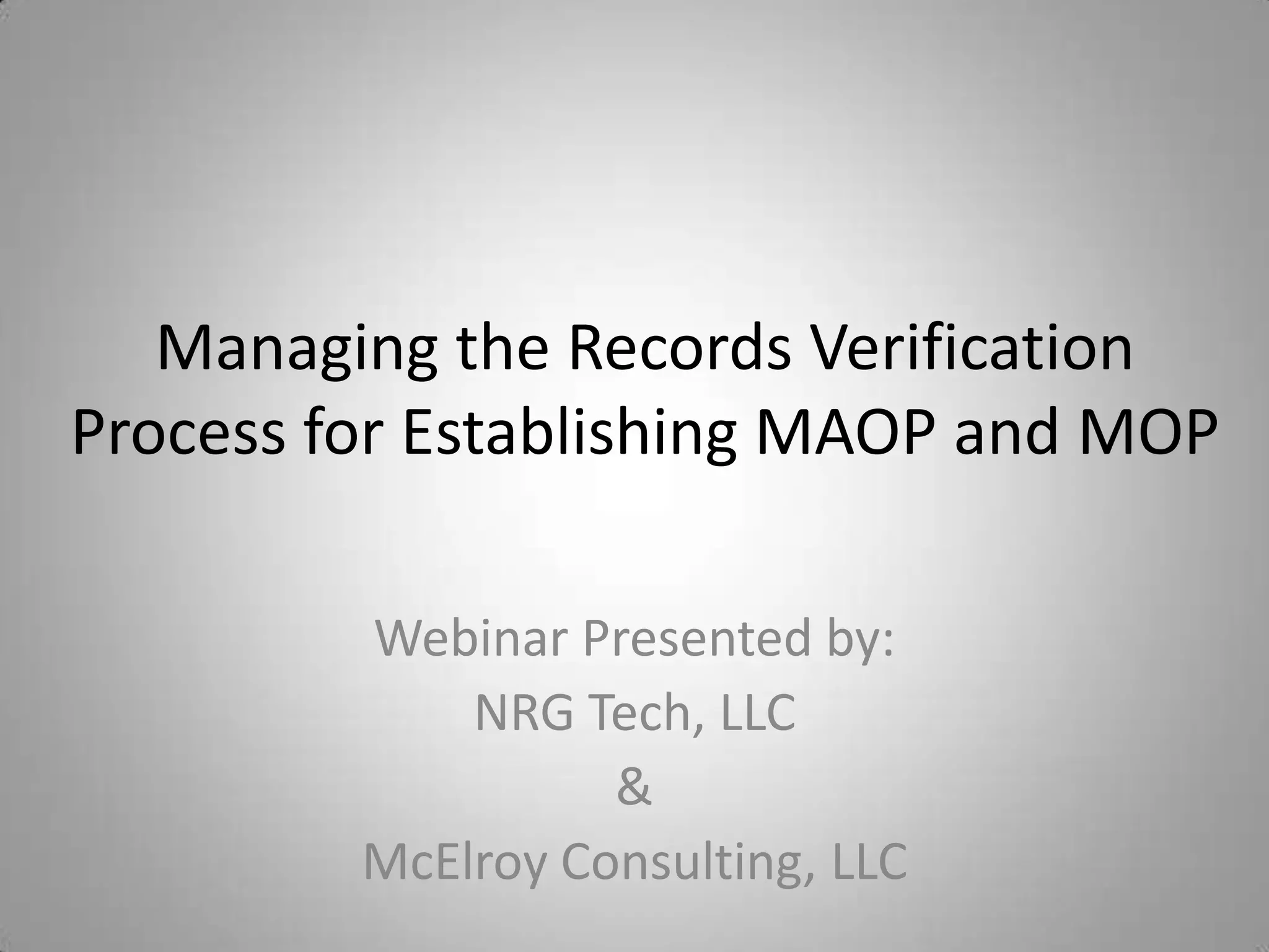 MAOP Process Validation | PPTX