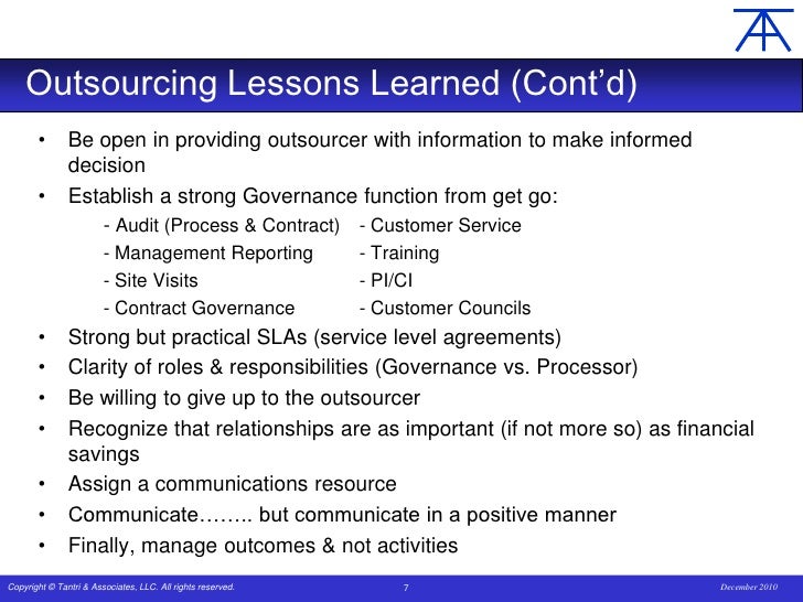 Managing the outsourcing relationship