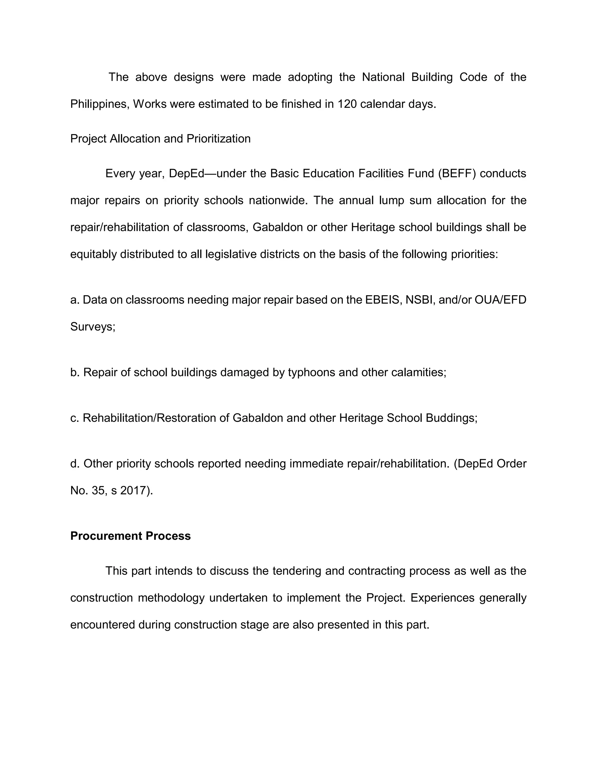 Managing the repair and rehabilitation process of deped school building ...