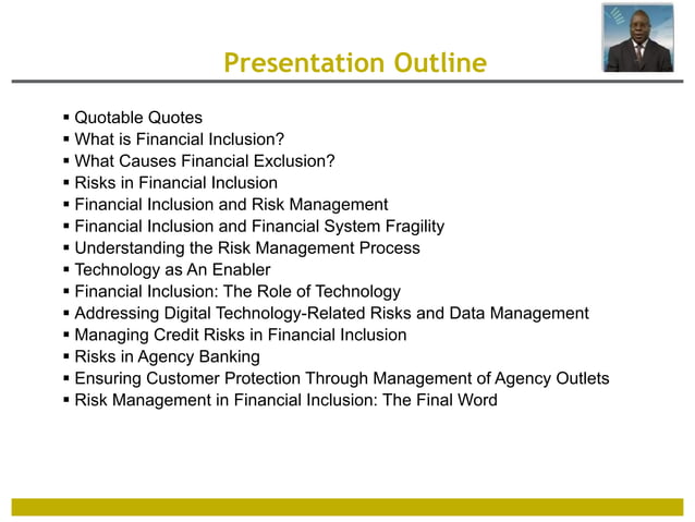MANAGING THE RISKS IN FINANCIAL INCLUSION AND HOW TO STAY AHEAD OF THE ...