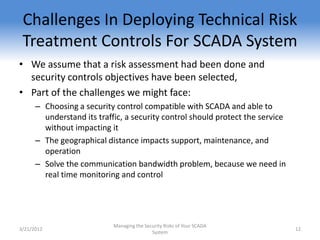 Managing The Security Risks Of Your Scada System, Ahmad Alanazy, 2012 | PPT