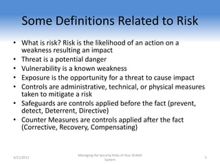 Managing The Security Risks Of Your Scada System, Ahmad Alanazy, 2012 | PPT