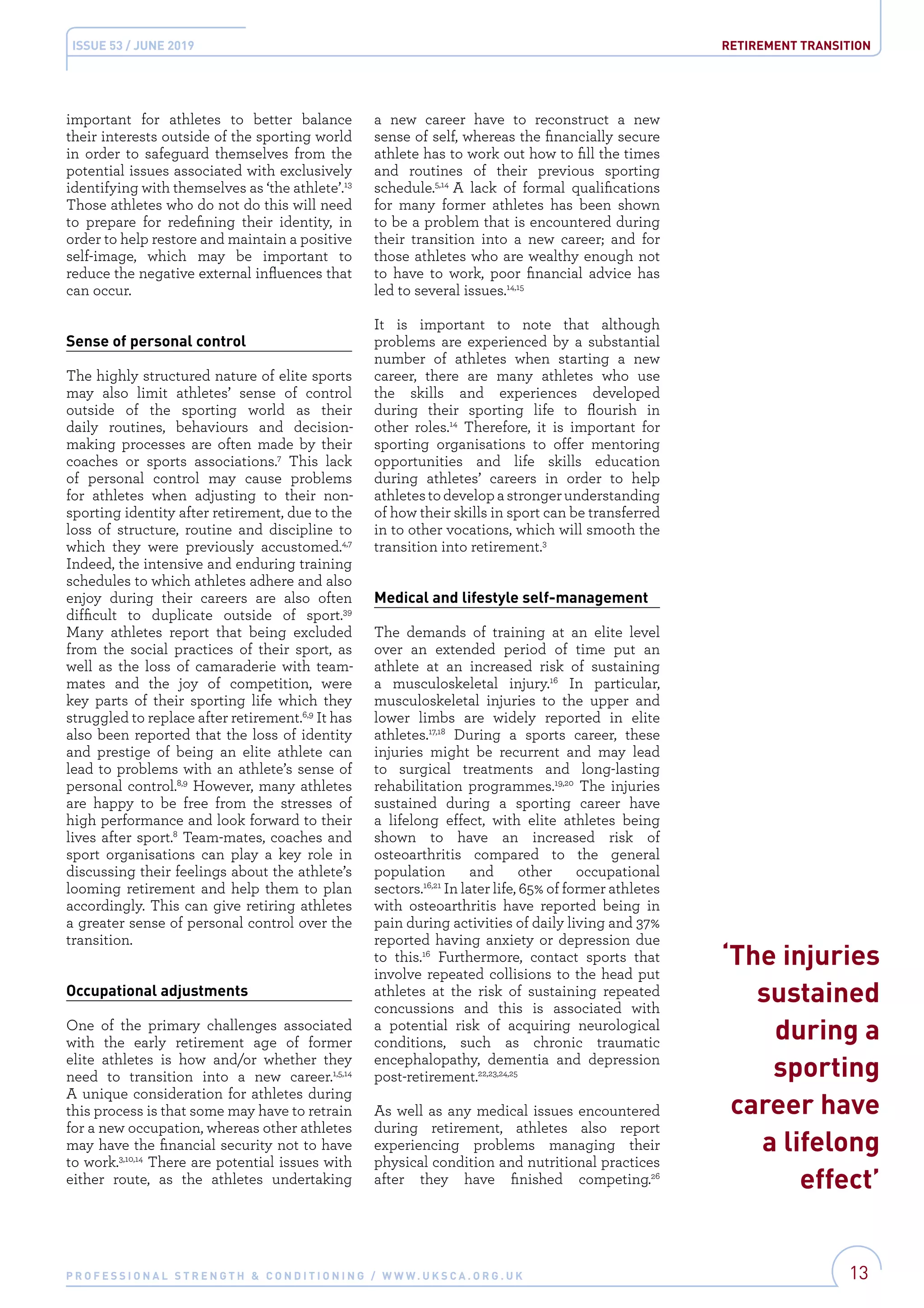 Managing the transition into retirement from sport for elite athletes | PDF