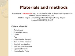 Managing thoracoabdominal trauma injuries in emergency situations | PPTX