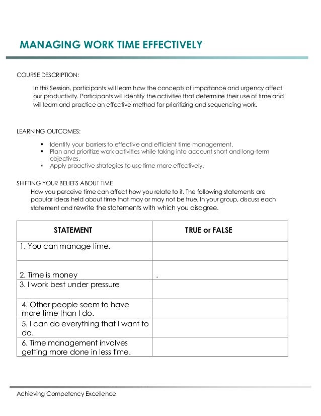Managing Time Effectively.pdf | Resume Writing and Advice | Job Search