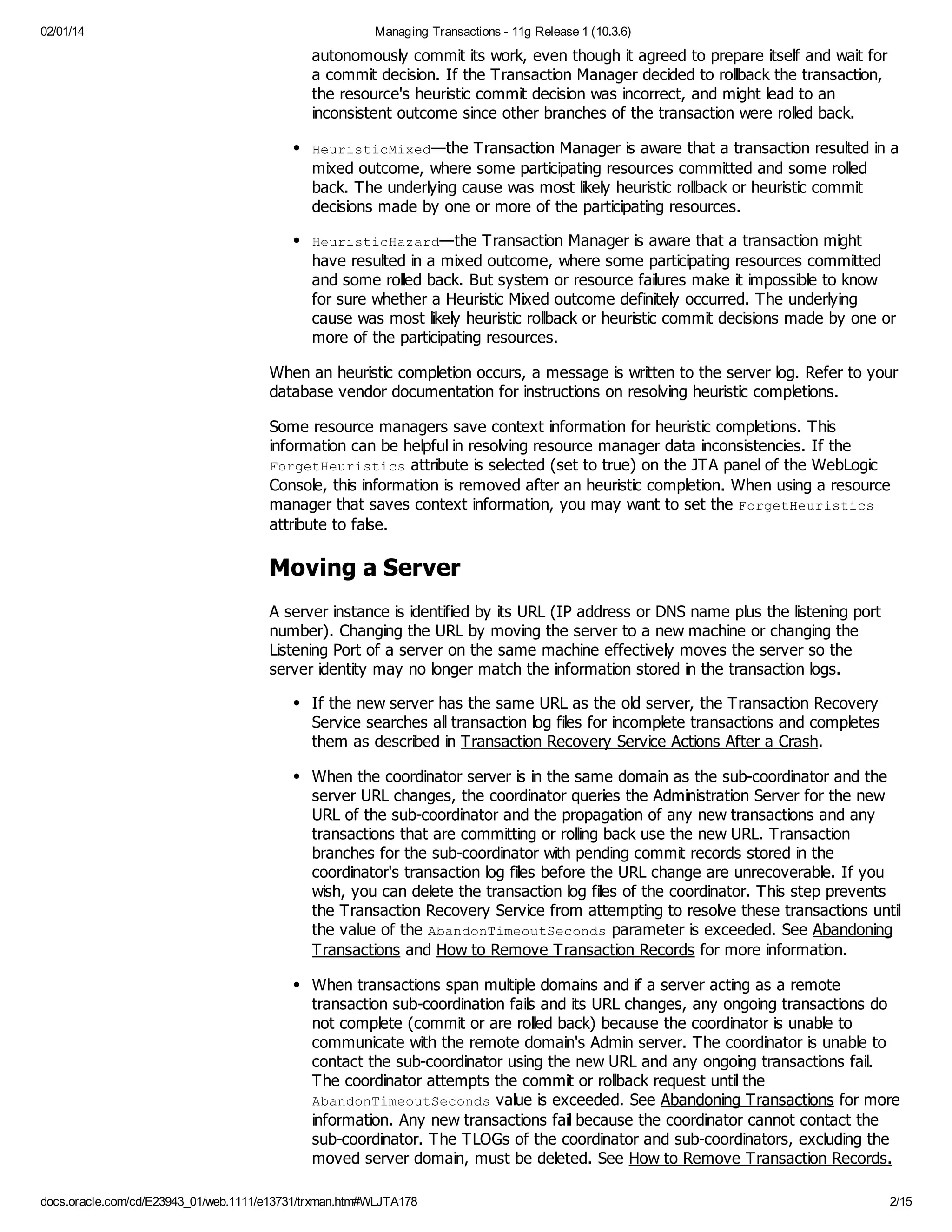 Managing transactions 11g release 1 (10.3 | PDF