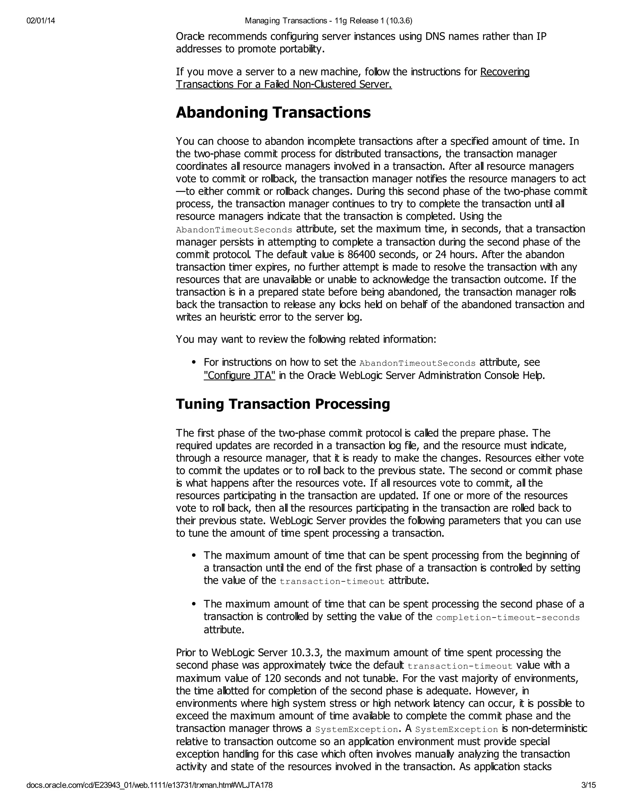 Managing transactions 11g release 1 (10.3 | PDF