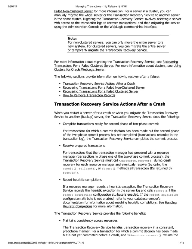Managing transactions 11g release 1 (10.3 | PDF