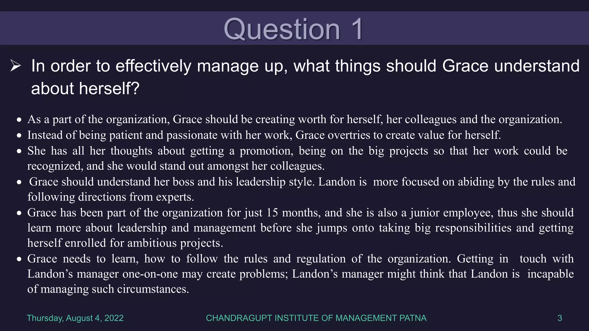 Managing Up Grace - Case Study | PPTX