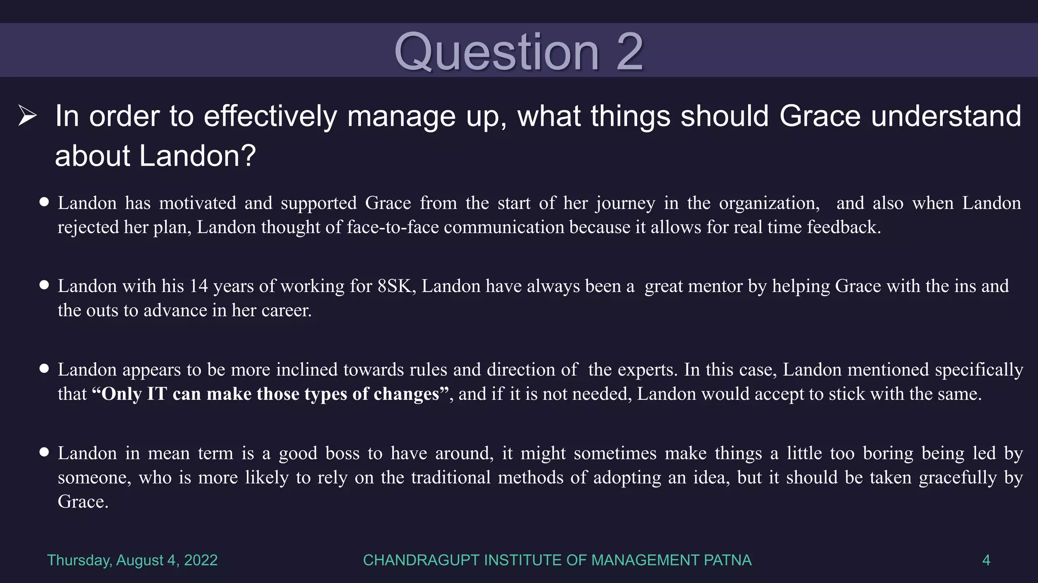 Managing Up Grace - Case Study | PPTX