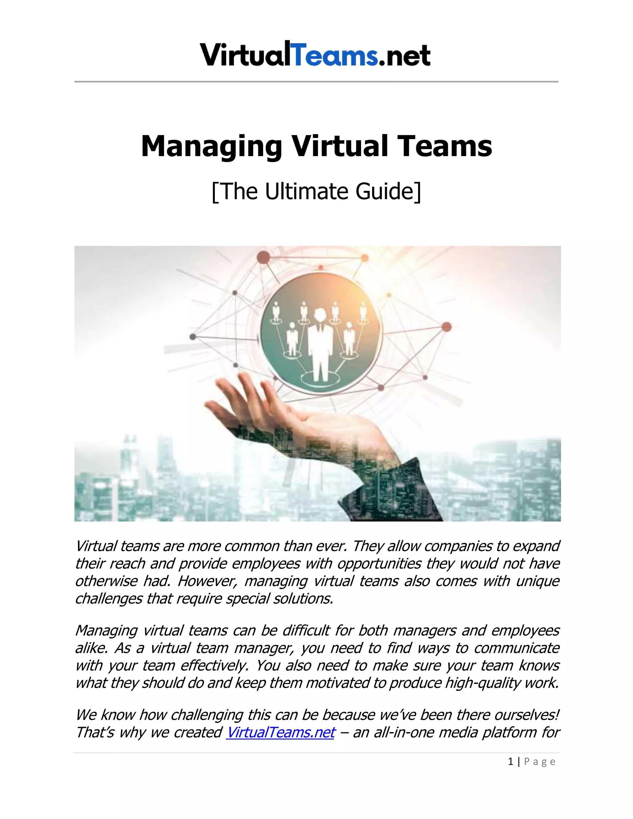 Managing Virtual Teams [The Ultimate Guide] | PDF | Resume Writing and Advice | Job Search
