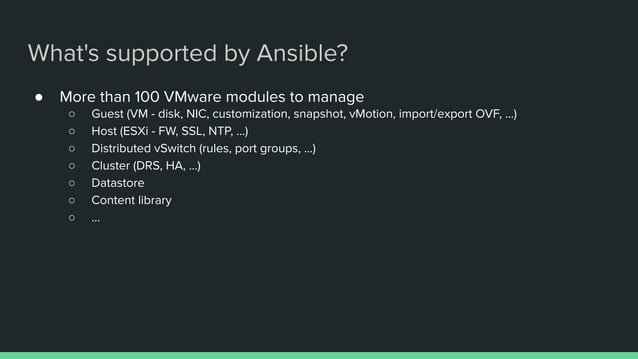 Managing VMware VMs with Ansible | PPT