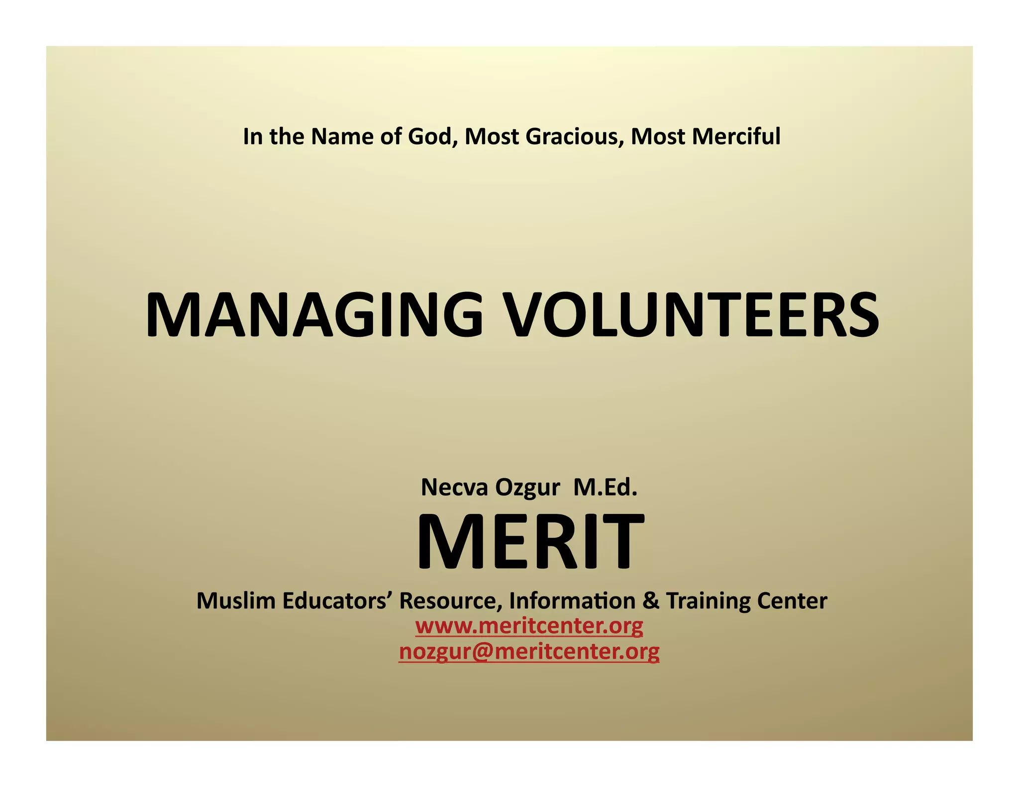 Managing Volunteers | PDF