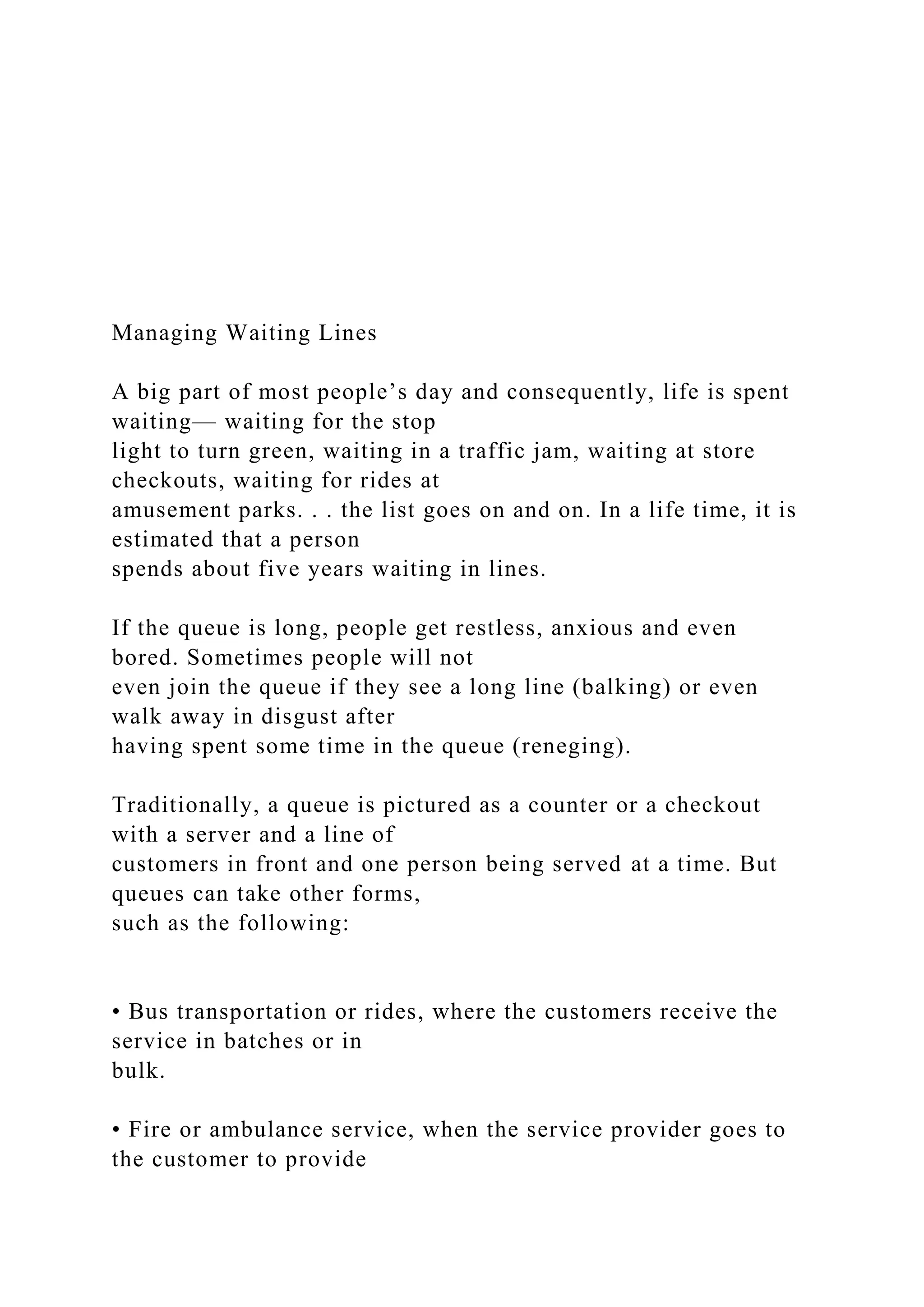 Managing Waiting Lines A big part of most people’.docx