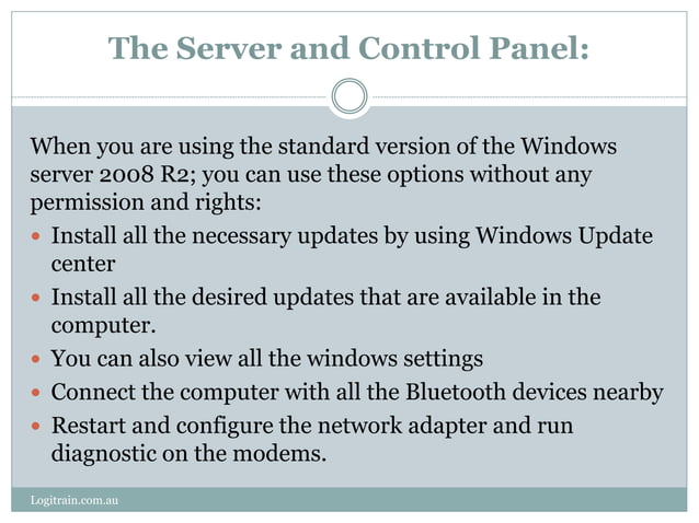 Managing windows server and control panel | PPT