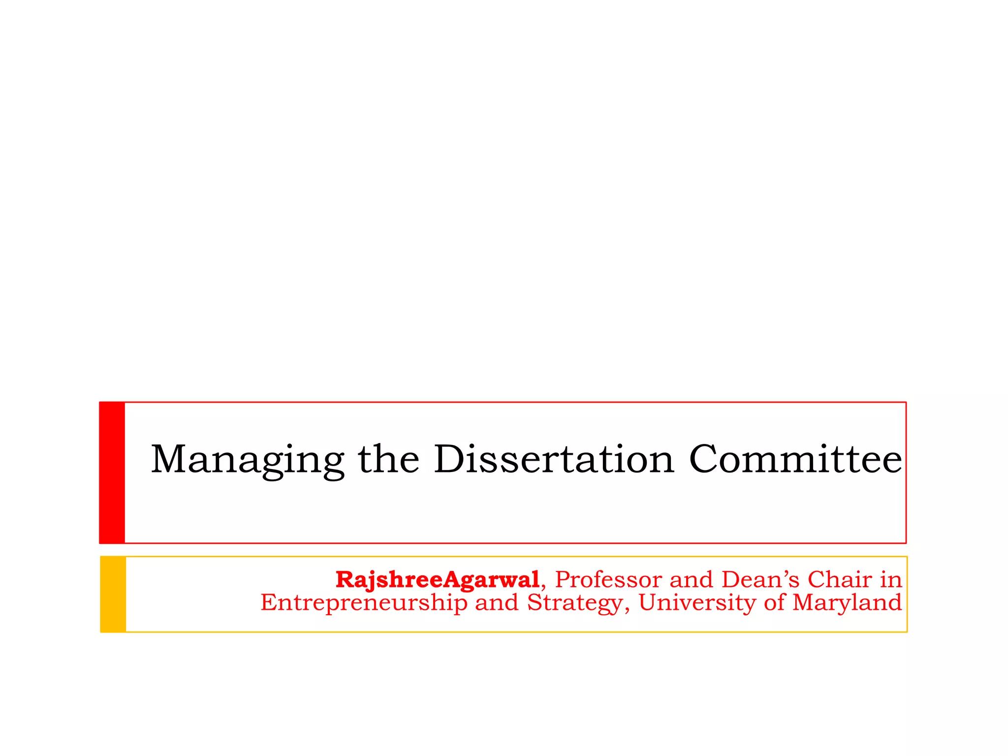 Managing your dissertation committee 2011 | PPT | Free Download