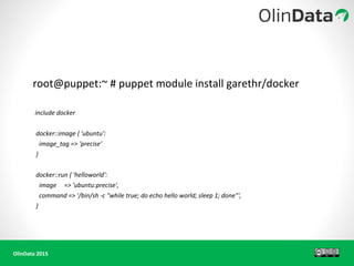 Webinar - Managing your Docker containers and AWS cloud with Puppet | PDF