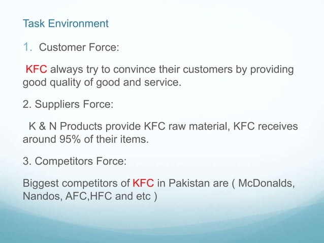 Task and General Environment of KFC in Pakistan | PPT
