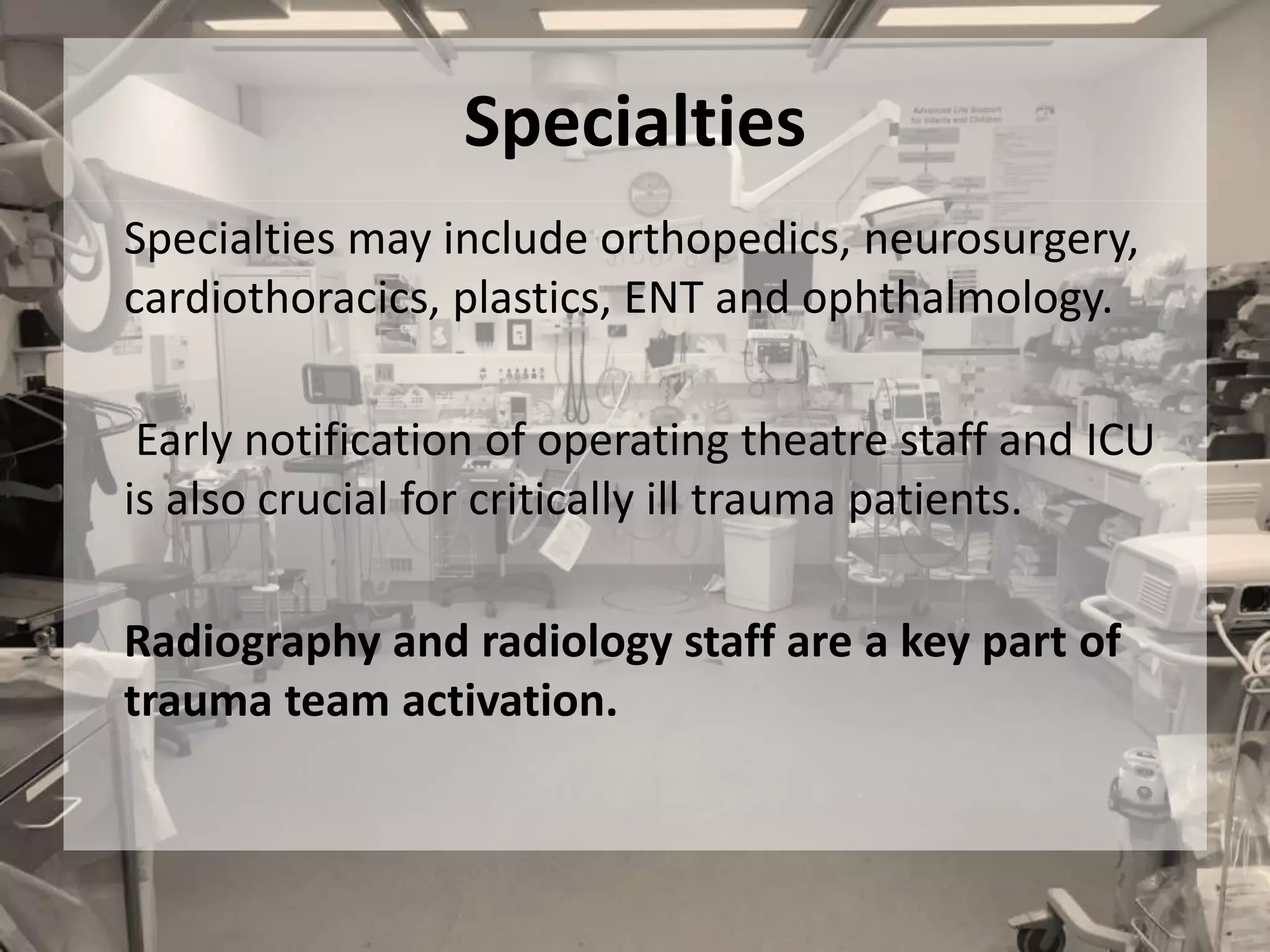 Major Trauma Management and Trauma Team Roles | PPTX