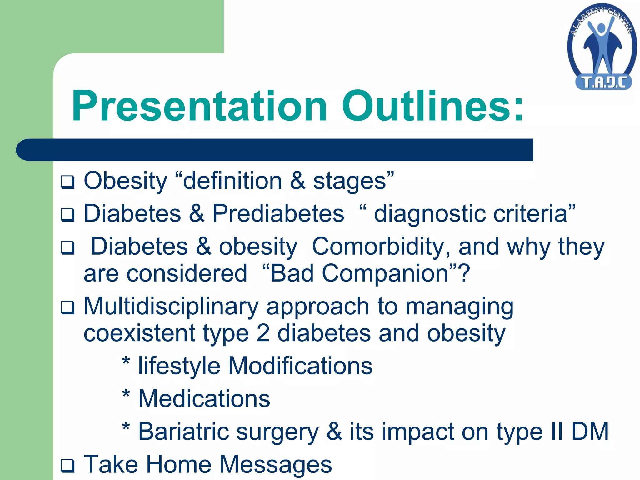 Managment of Diabesity (Obesity in diabetes mellitus) | PDF